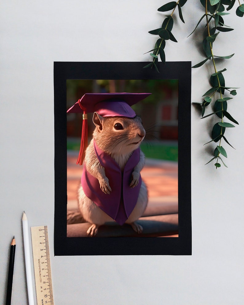 Graduation Squirrel in Cap and Gown Graduation Squirrel Card - Etsy
