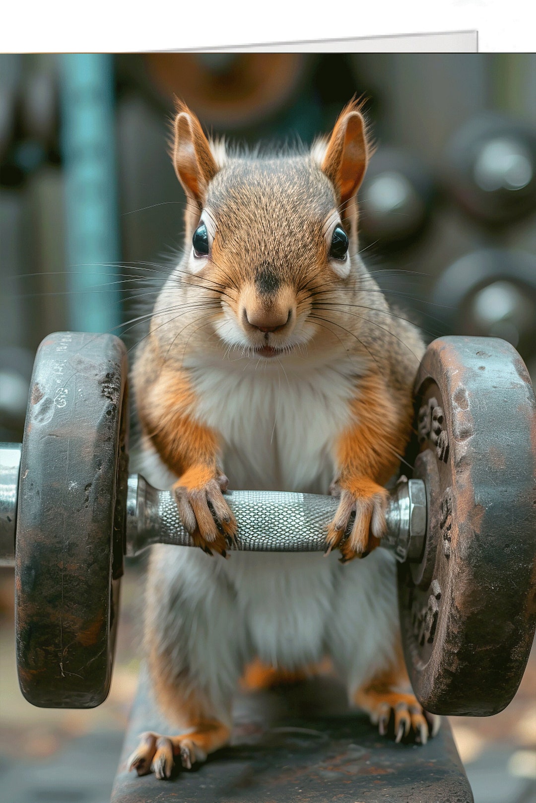 Squirrel Lifting Weights Exercising Squirrel Card Mother's Day Father's ...