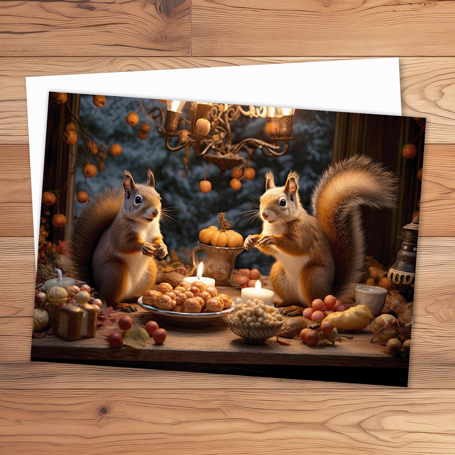 Thanksgiving Dinner With Squirrels 5x7 Greeting Card Customizable - Etsy