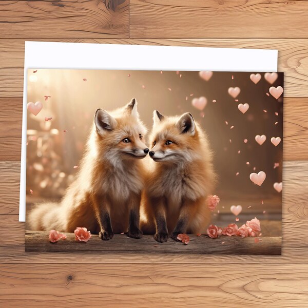 Fox Valentine Card - Etsy