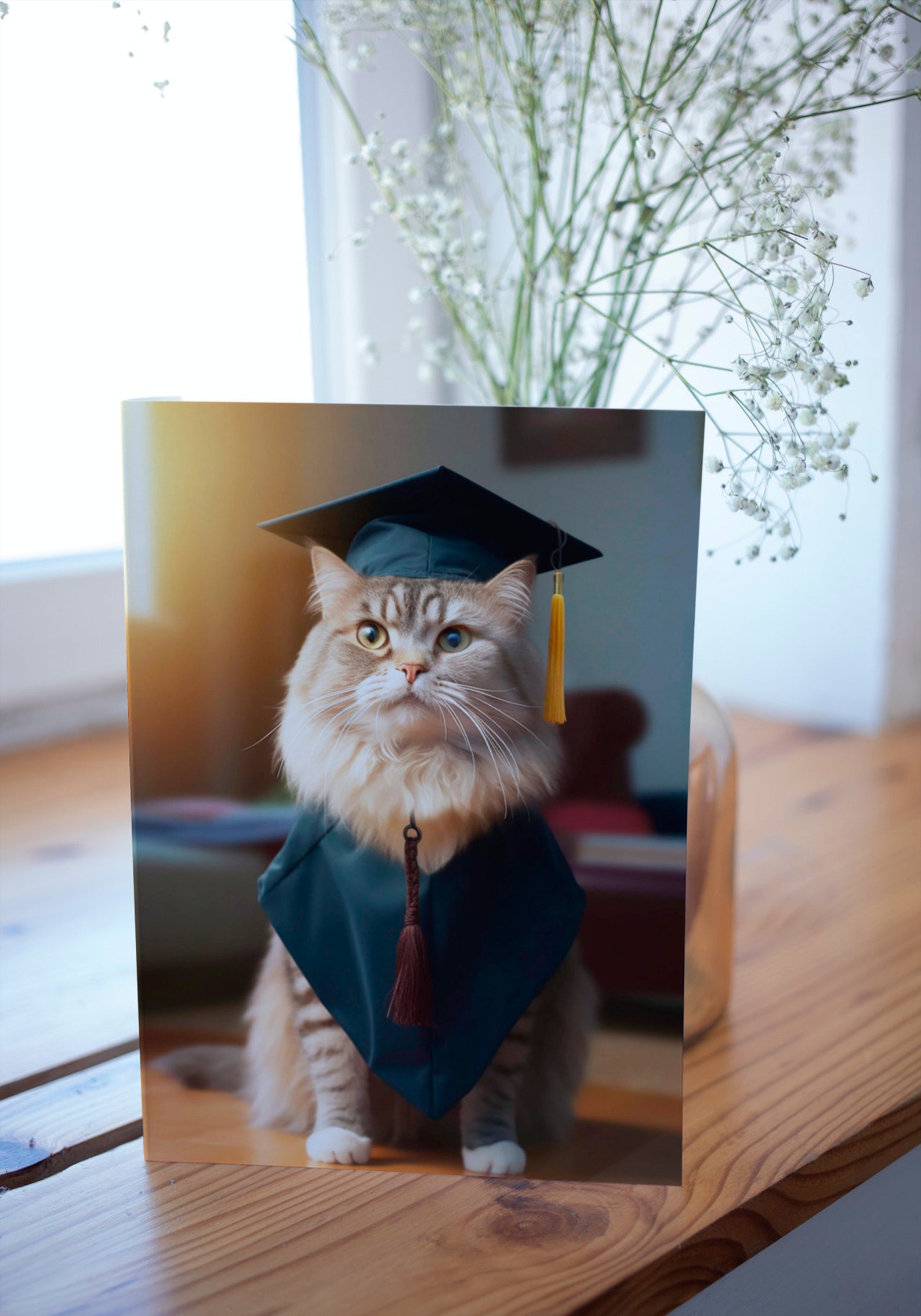 Graduation Cat in Cap and Gown Graduation Cat Card Personalized and ...