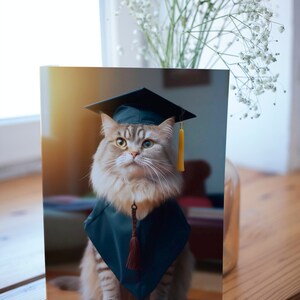 Graduation Cat in Cap and Gown Graduation Cat Card Personalized and ...