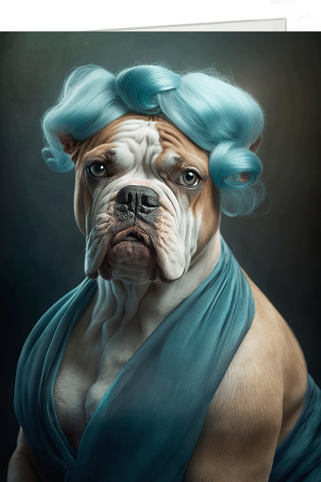 Boxer Dog Card, Boxer Wearing Dress and Wig Custom Greeting Cards Dog ...