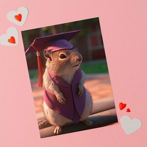 Graduation Squirrel in Cap and Gown Graduation Card With Squirrel ...