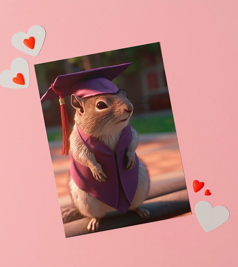 Graduation Squirrel in Cap and Gown Graduation Squirrel Card - Etsy