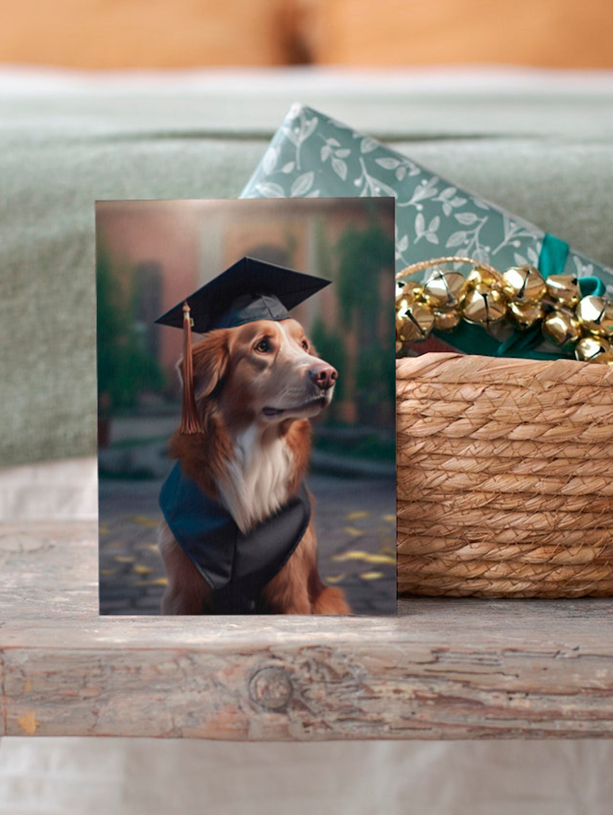 Graduation Dog in Cap and Gown Graduation Dog Card Personalized and ...
