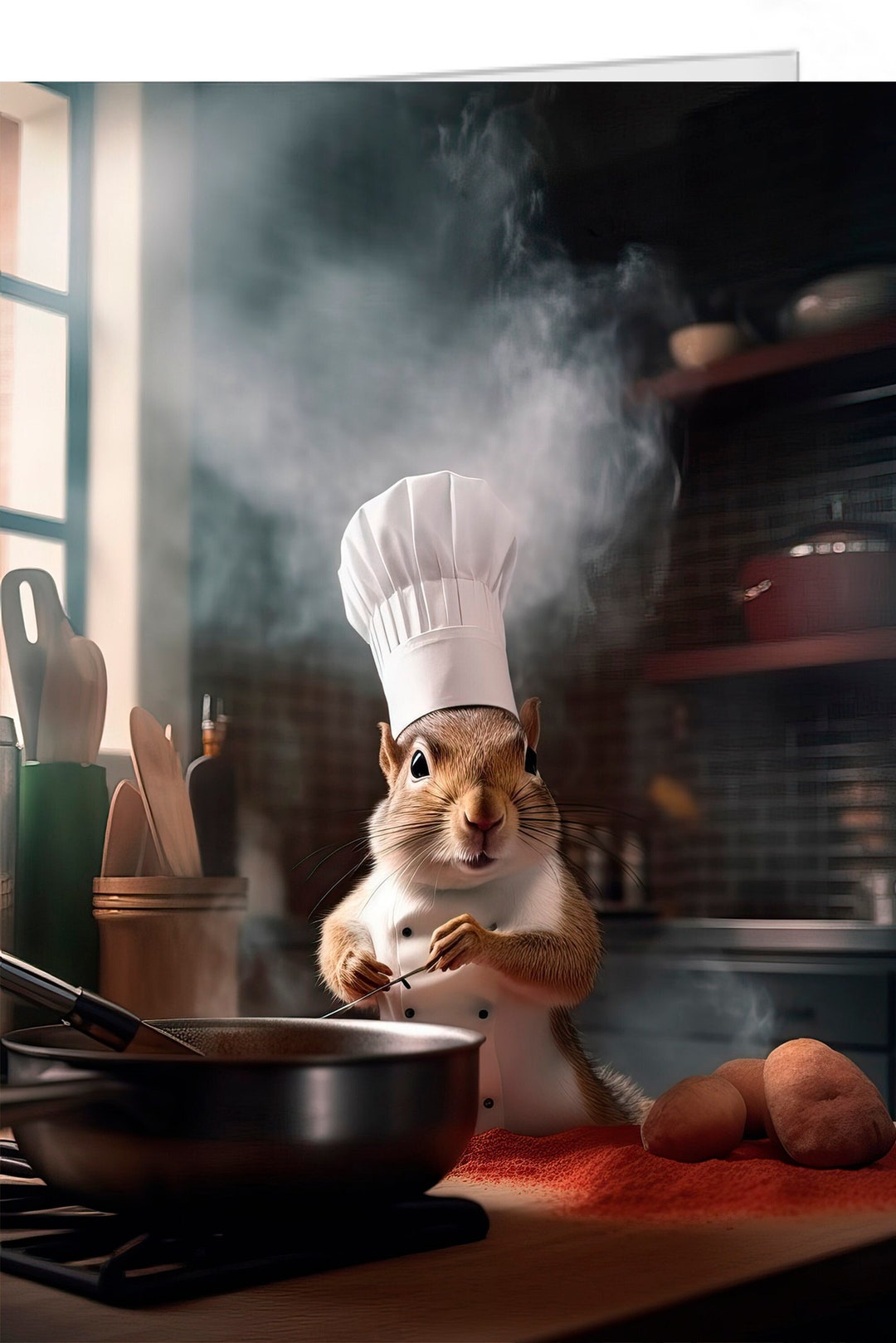 Cooking Squirrel Chef Card Squirrel Cooking Card for Squirrel Lovers ...