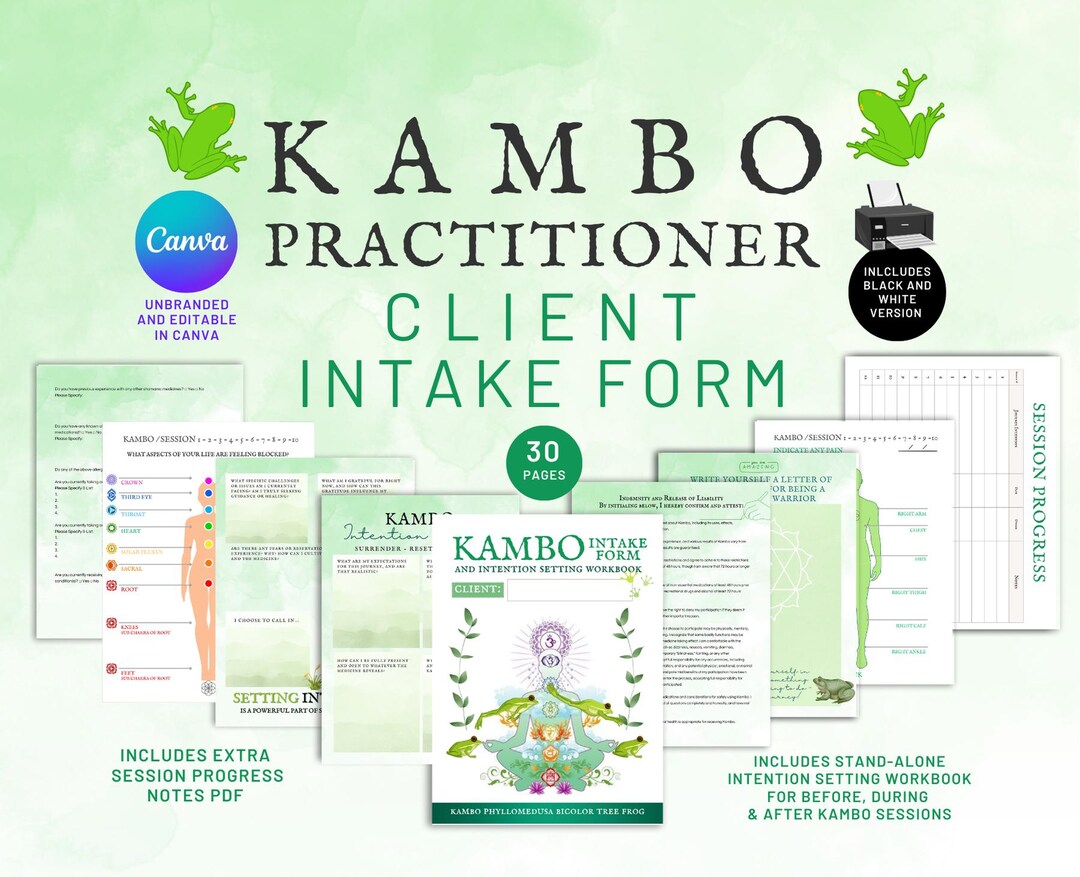 Kambo, Kambo Intake Form, Kambo Client Packet, Kambo Practitioner ...