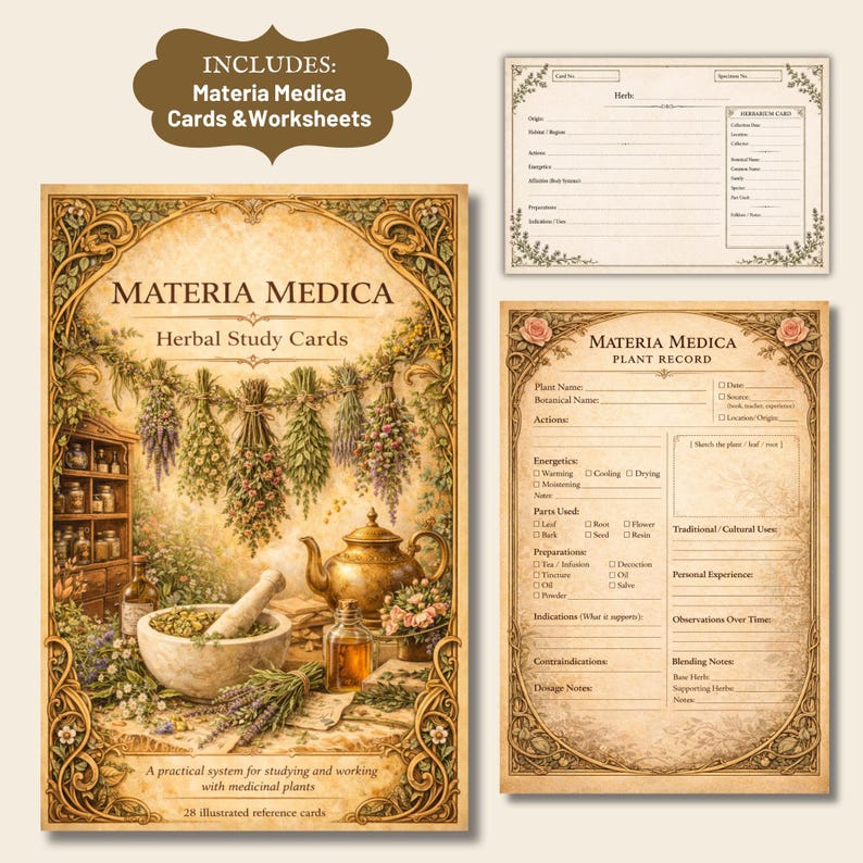 Materia Medica Bundle, Printable Herbalism Study Cards, Medicinal ...