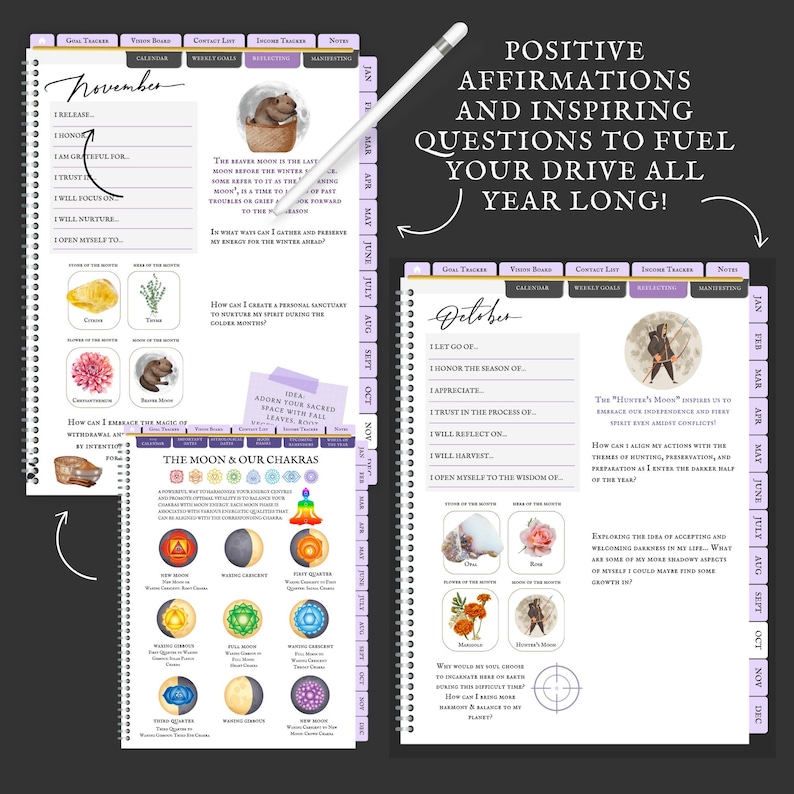 2026 Mondkalender, Digitaler Mondplaner, Witchy Goodnotes Journal ...