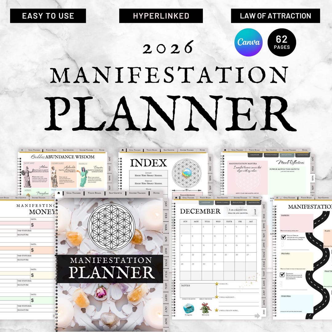Manifestation Planner 2026, Manifest Abundance, Law of Attraction ...