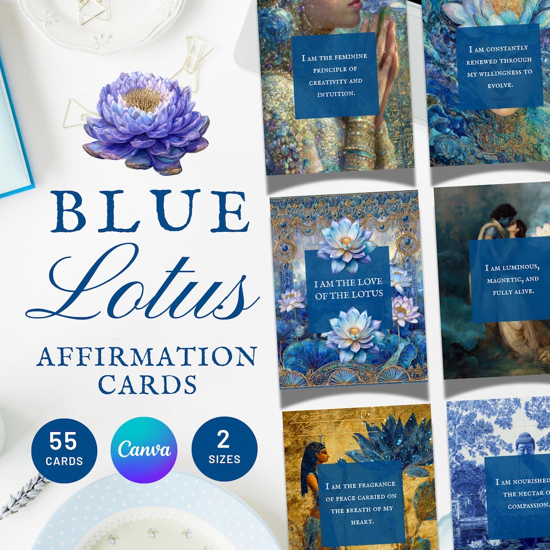 Feminine Energy I AM Affirmation Cards, Law of Attraction, Blue Lotus ...