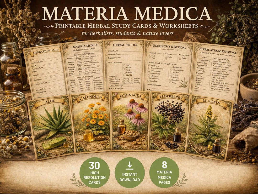 Materia Medica Bundle, Printable Herbalism Study Cards, Medicinal ...