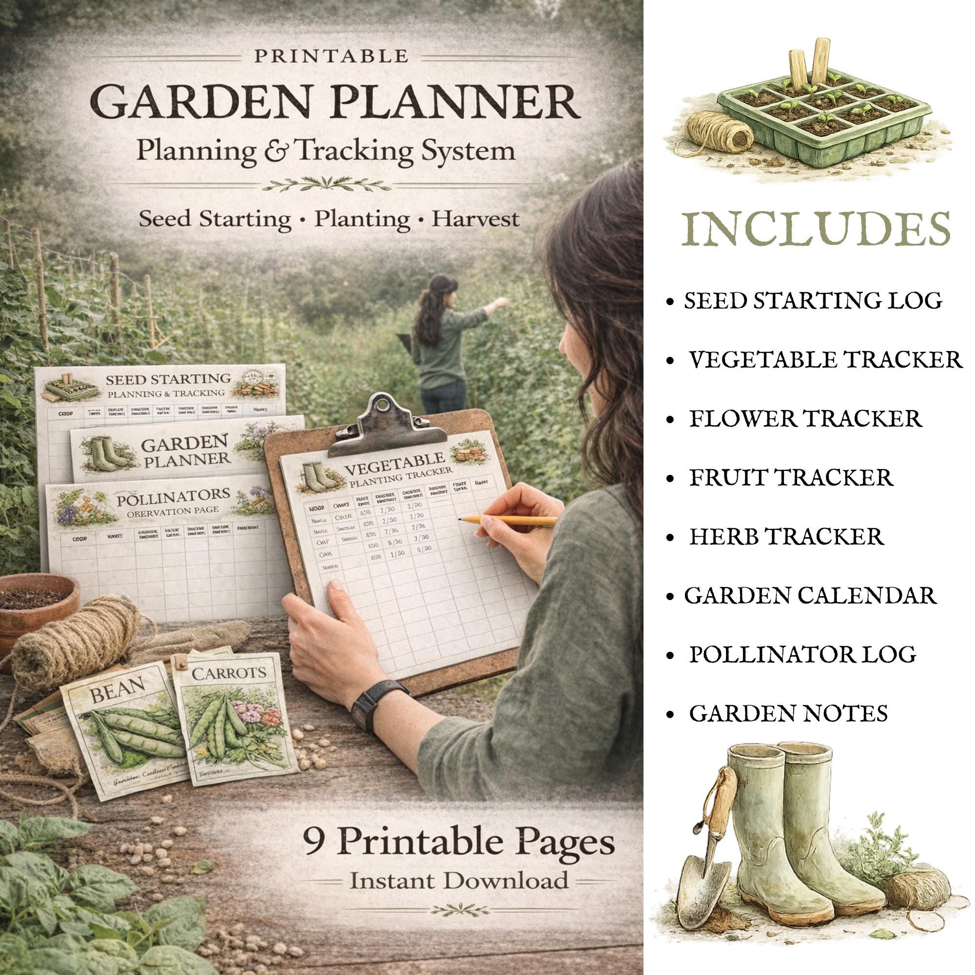 Garden Planning Pages, Seed Starting Logs & Plant Journal Sheets - Use ...