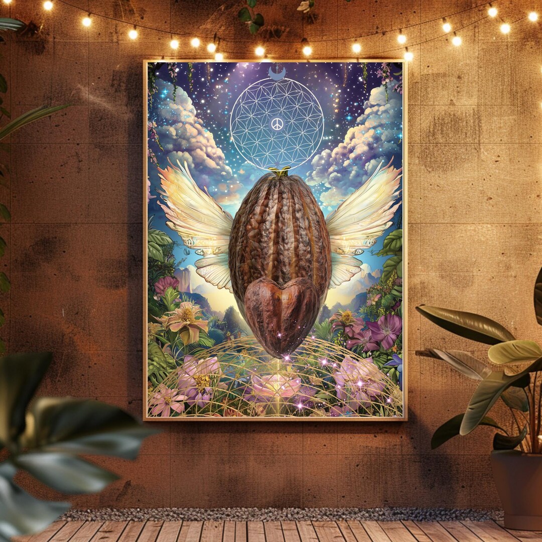 Cacao Poster Peace Sign Sacred Geometry Poster Coffee Shop Art Cafe ...