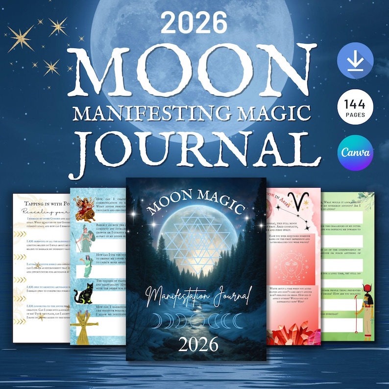 Full Moon Journal, Manifestation Magic, 2026 Lunar Calendar, Witchy ...