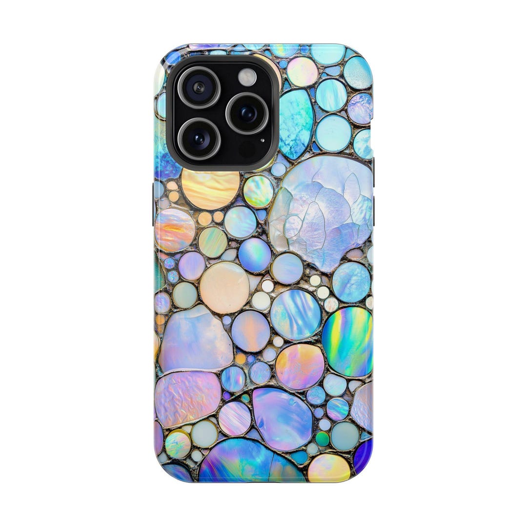 Blue Stained Glass Mag Safe Case for Iphone, Cute Holo Phone Cover ...