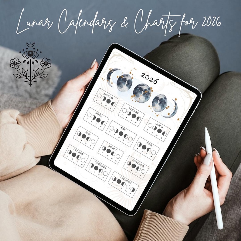 2026 Moon Calendar, Lunar Phase Charts, Astrology Guide, Tarot Zodiac ...