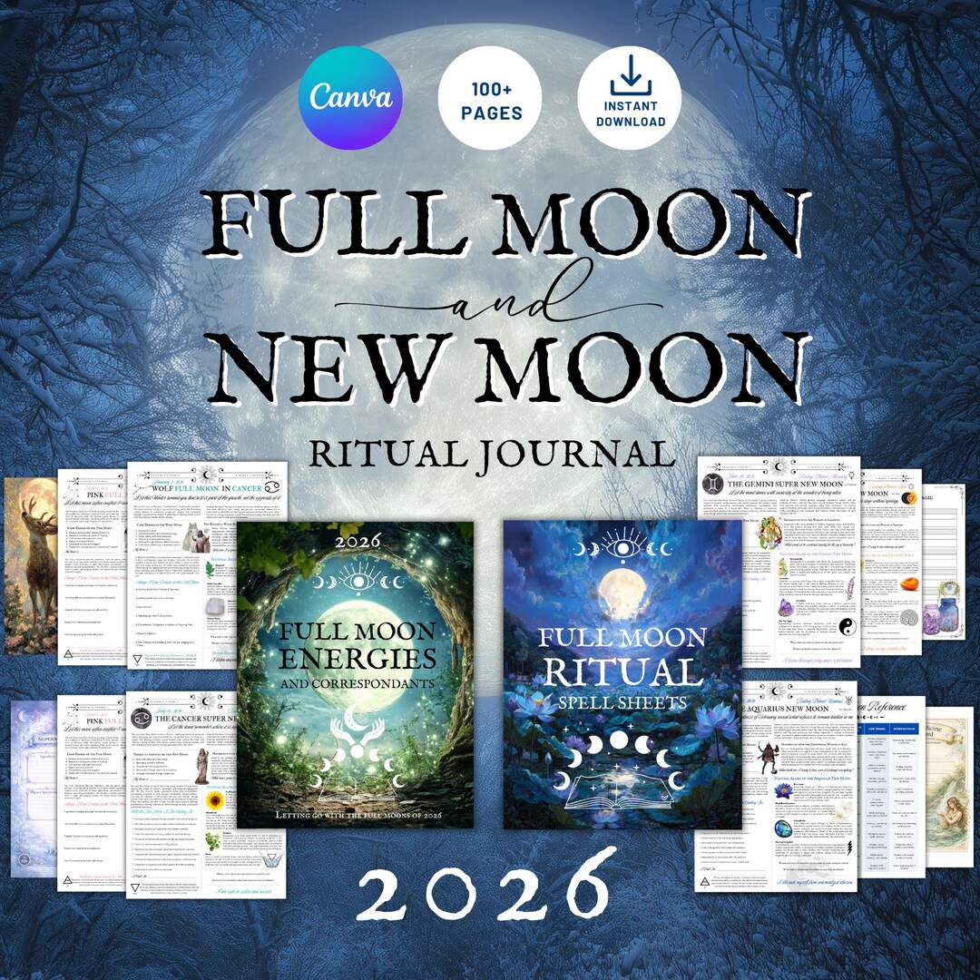 Lunar Ritual Toolkit, Full & New Moon Astrology Journals, Spell Sheet ...