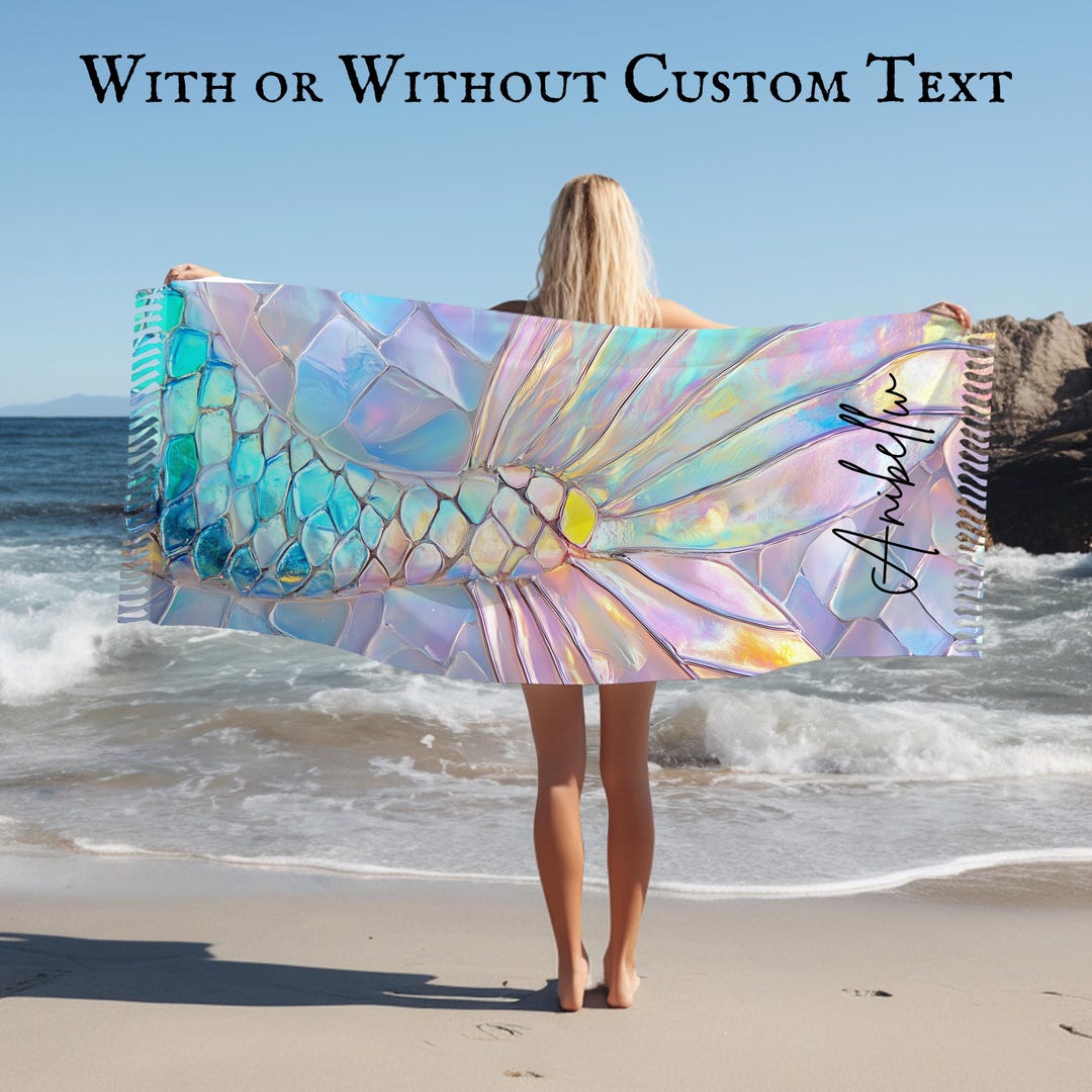 Mermaidcore Towel Mermaid Tail Custom Gift for Summer Pool Party Beach ...