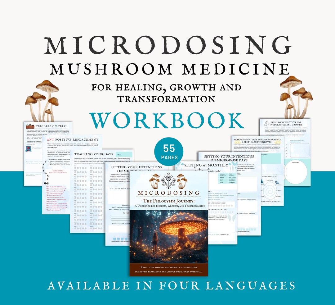 Microdose Mushrooms for Mental Health Workbook Mushroom Therapy Journal ...