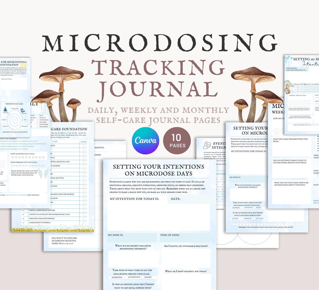 Microdose Journal Magic Mushroom Tracker Micro Dosing for Mental Health ...