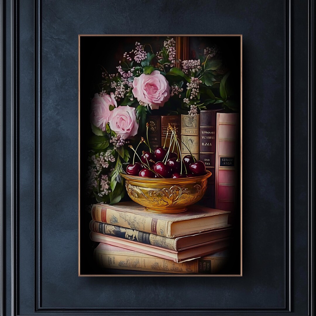 Cherry Wall Art | Feminine Dark Academia Aesthetic | Cherries Print ...