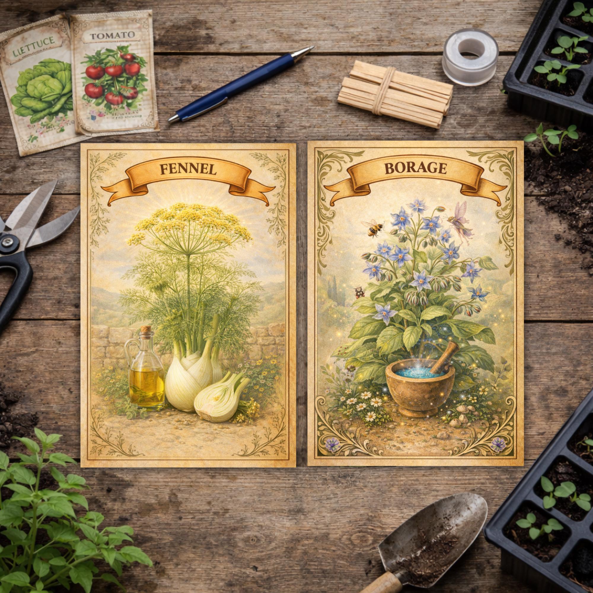 Vintage Botanical Herb Garden Markers, Printable Plant Labels (PDF ...