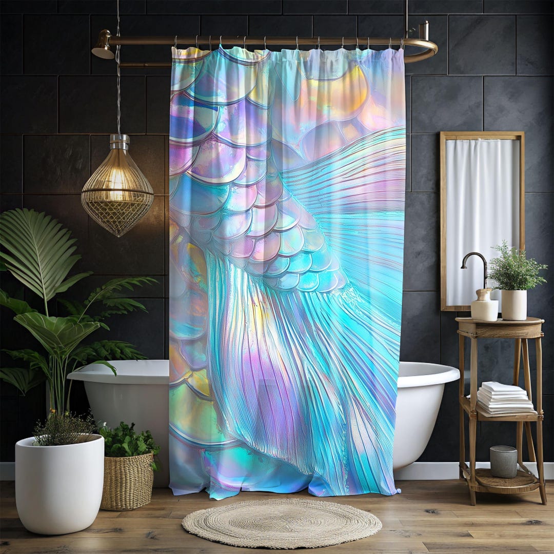Mermaid Tail Shower Curtain Mermaidcore Bathroom Decor Mystical Decor ...