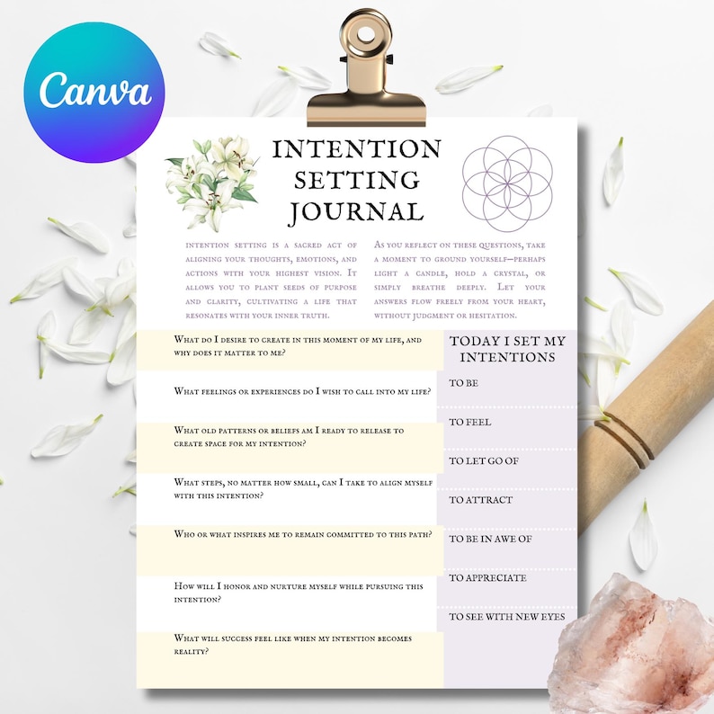 Intention Setting Journal, Law of Attraction, Manifestation, Self-love ...