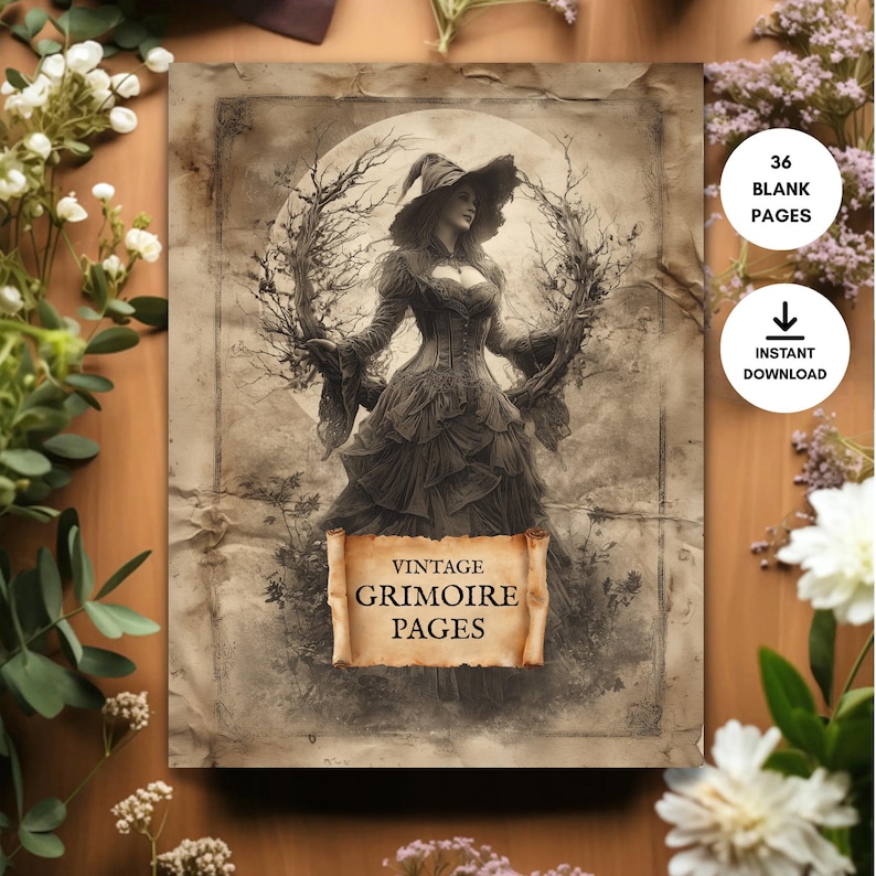 Grimoire Pages, Vintage Spell Sheets, Book of Shadows Paper, Printable ...
