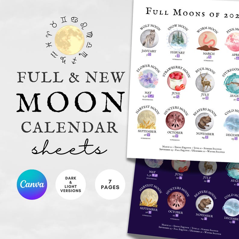 2026 Moon Calendar, Full & New Moons, Astrology Signs, Celestial Events ...