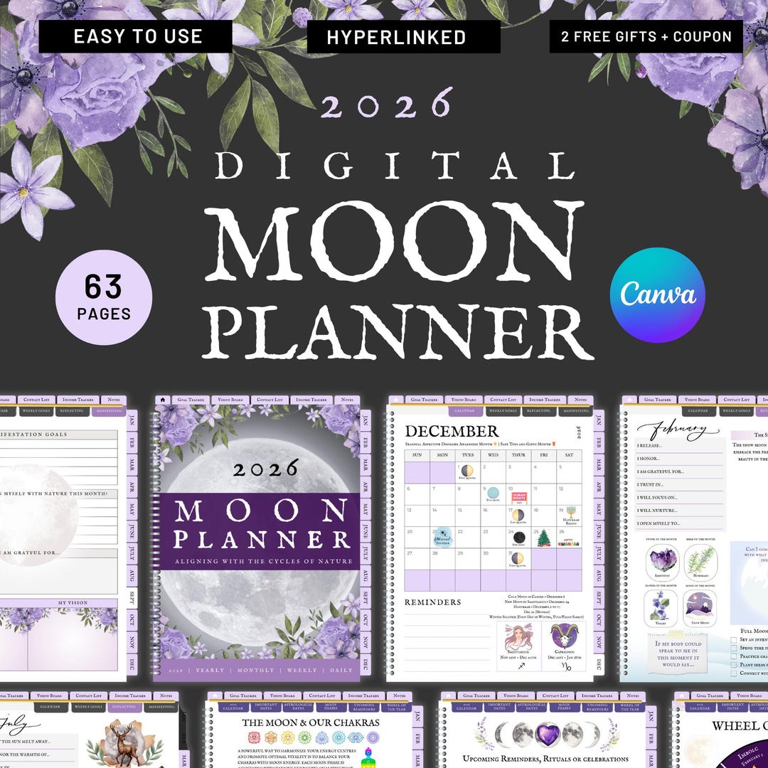 2026 Moon Planner, Lunar Calendar, Astrology Journal (digital Download ...