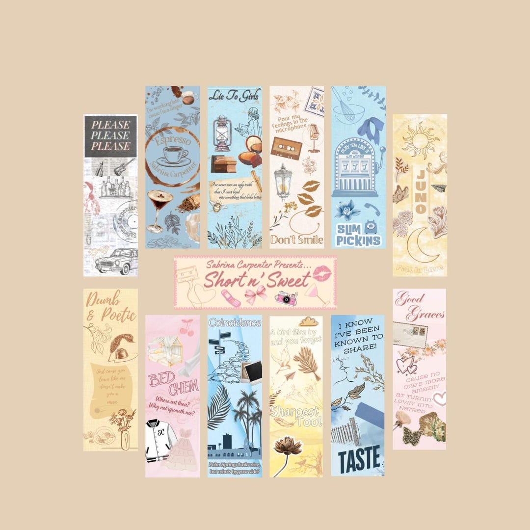 Sabrina Carpenter Short N' Sweet Inspired Bookmarks - Etsy Denmark
