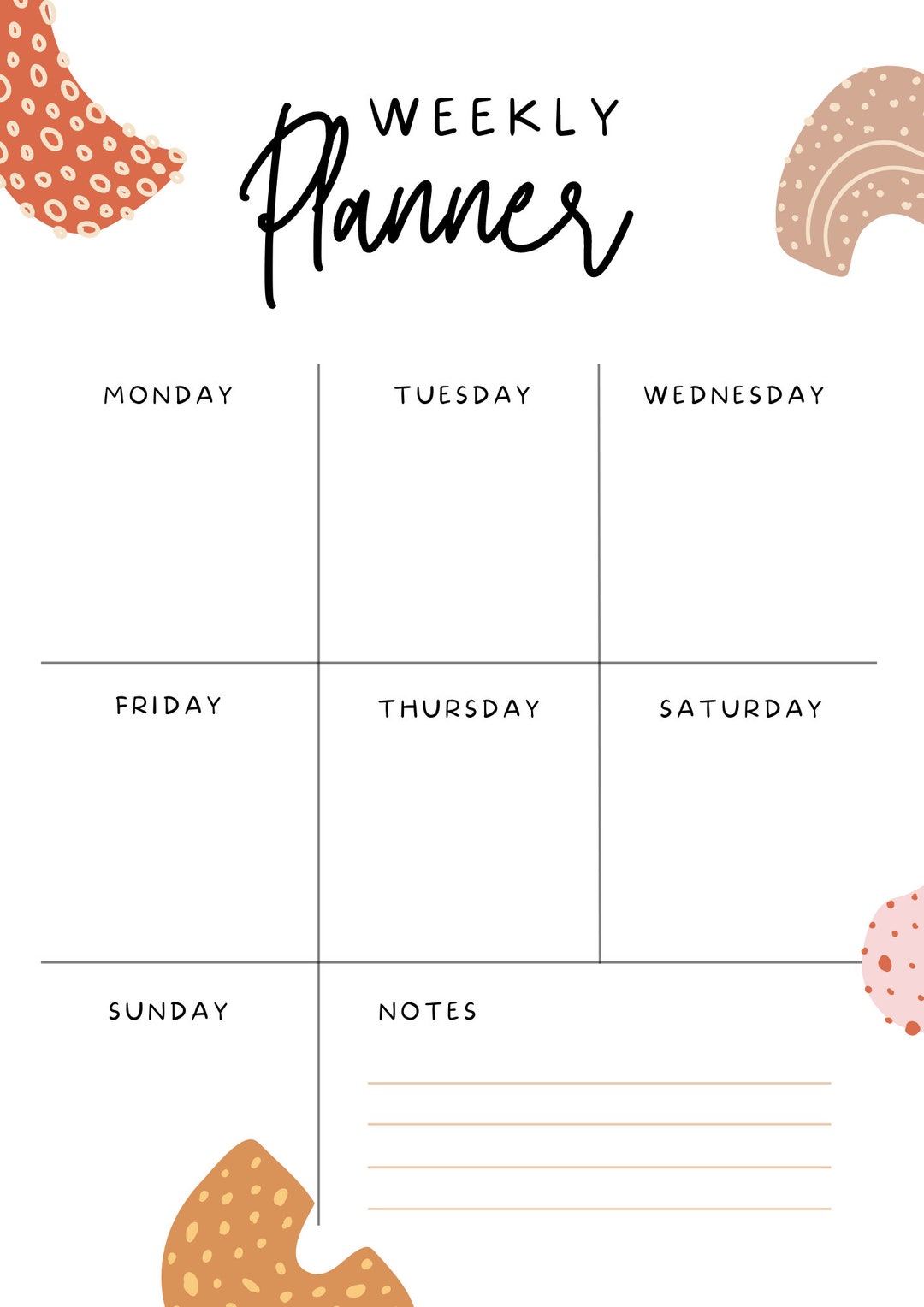 Rainbow Weekly Planner // INSTANT DOWNLOAD - Etsy