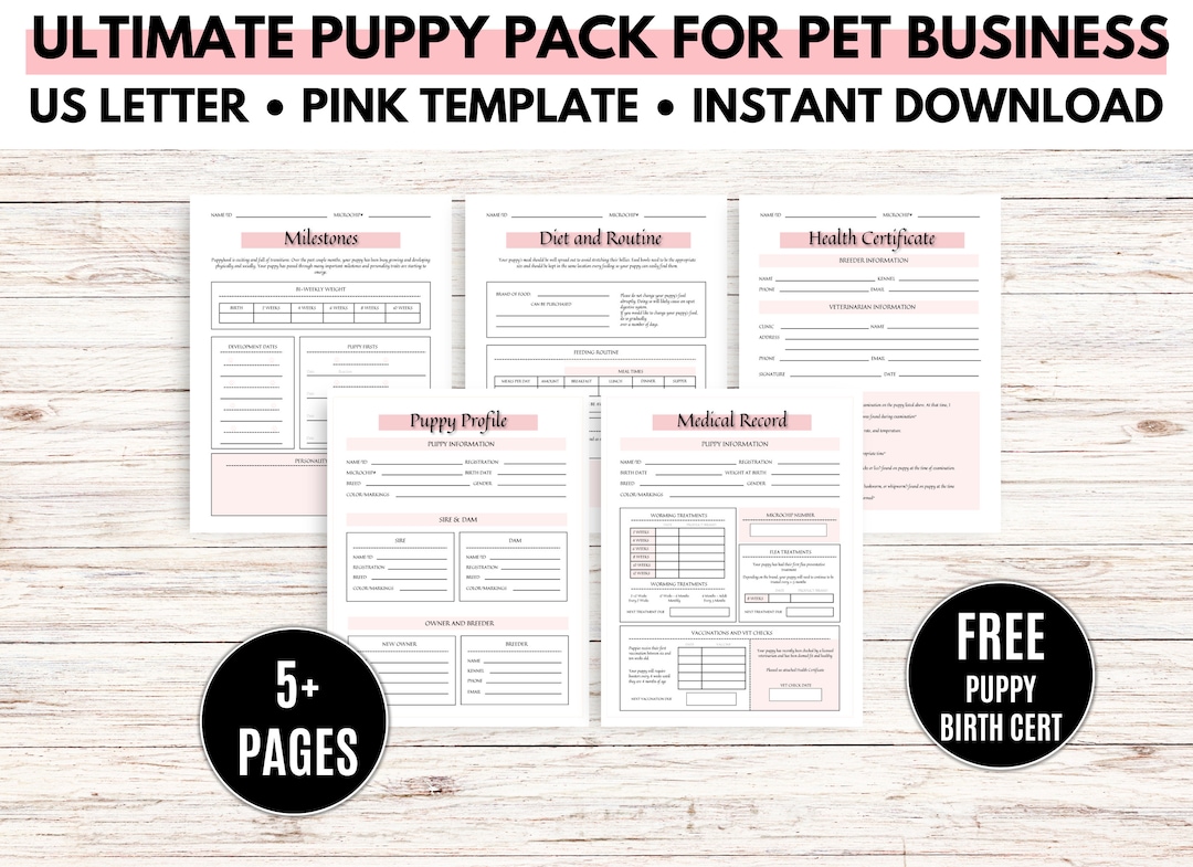 Ultimate Breeder Puppy Pack Pet Sitter Business Dog Forms Puppy Diet ...