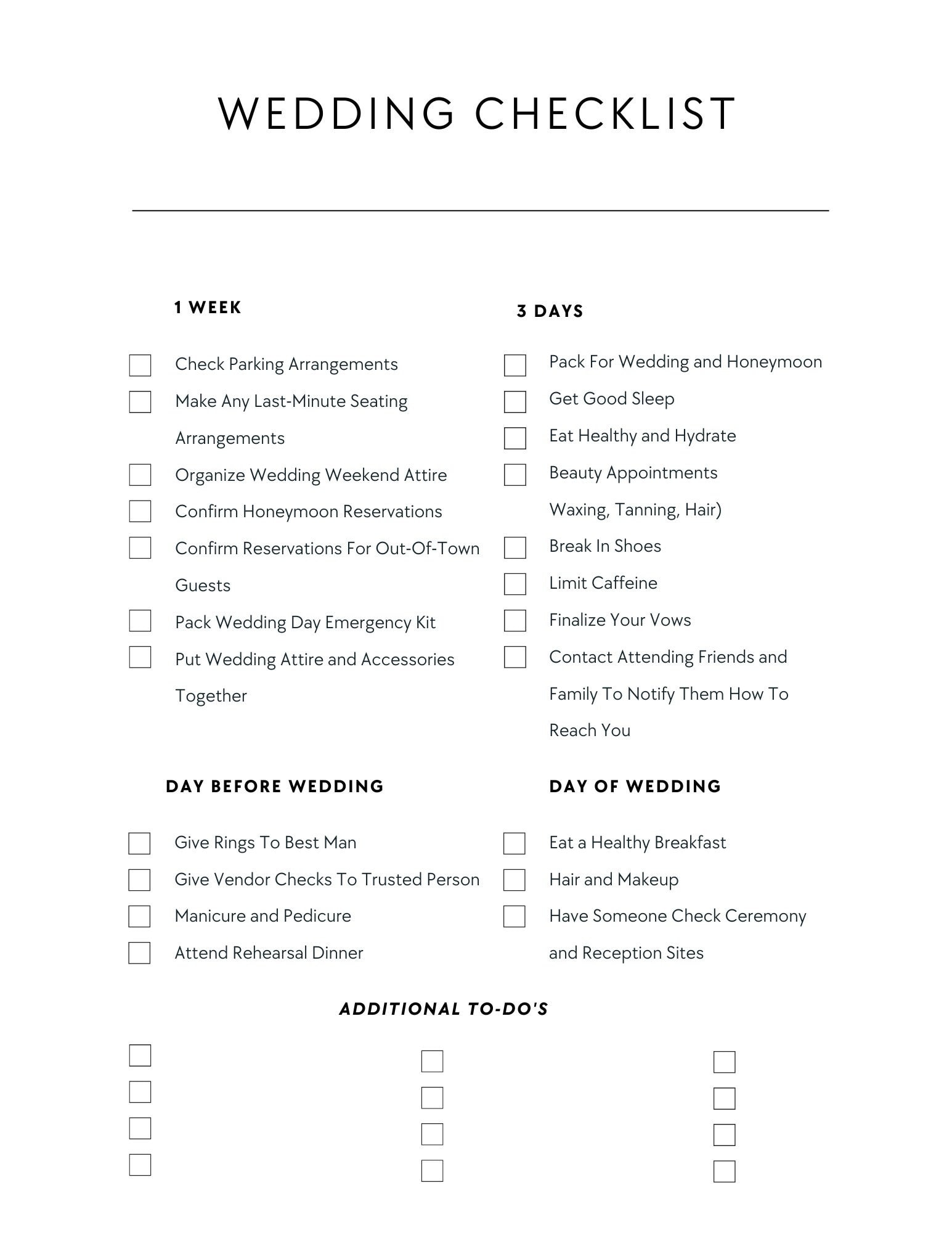 Wedding Checklist Timeline, Instant Download (3 Pages) - Etsy