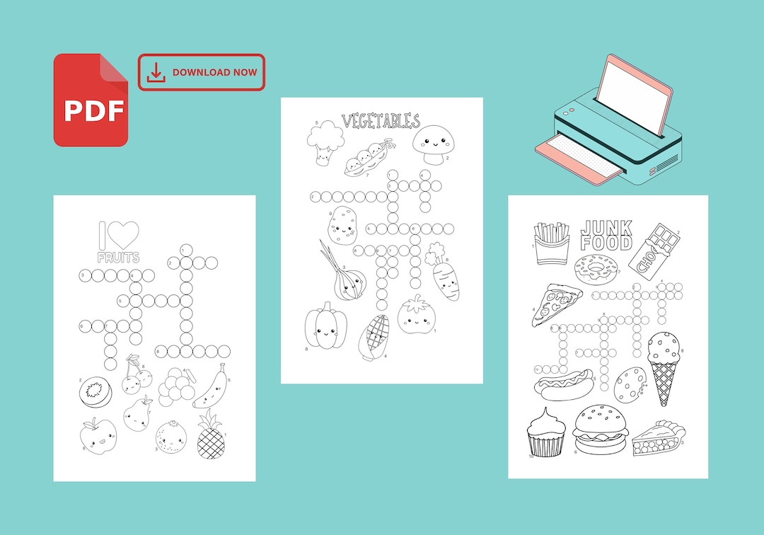 Printable Crossword Puzzles - Coloring - Worksheet - Activity for Kids ...