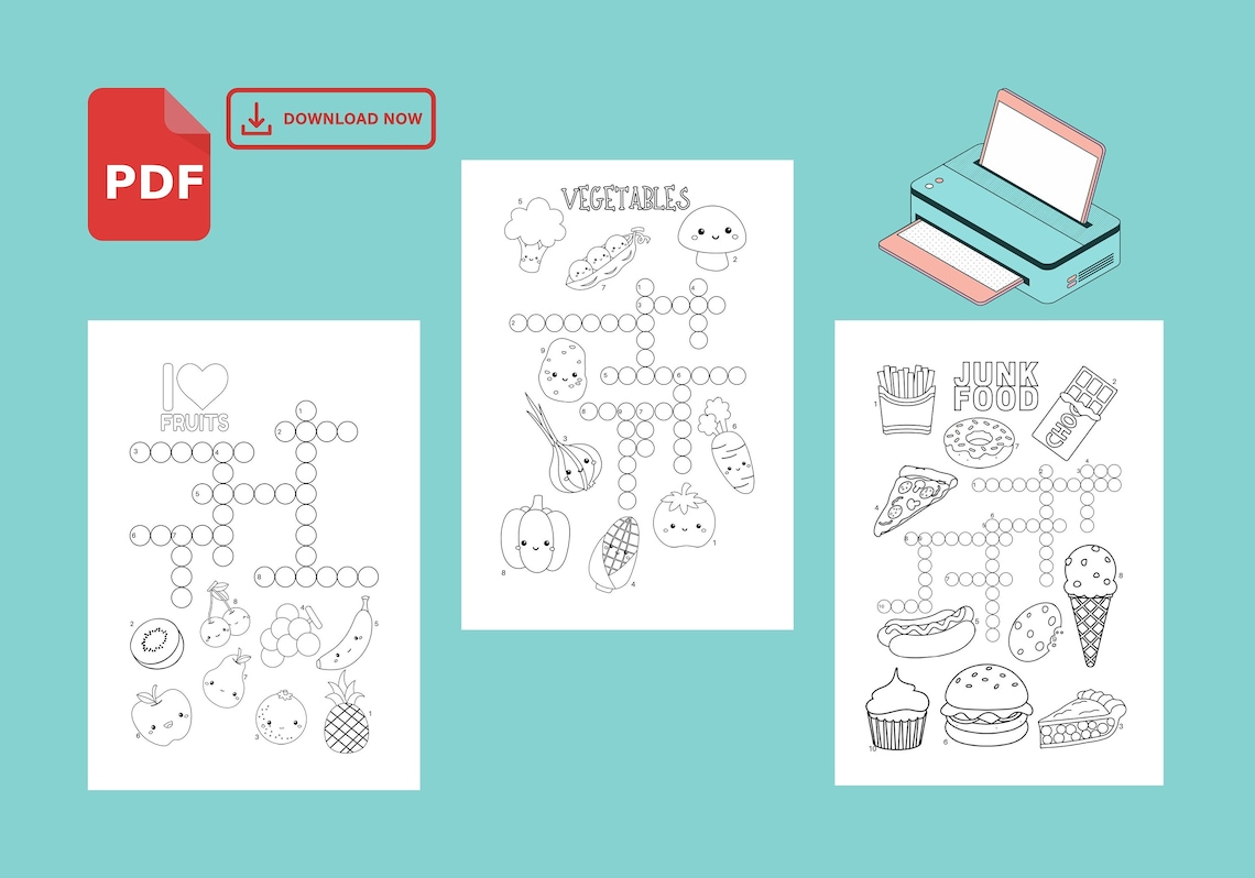 Printable Crossword Puzzles - Coloring - Worksheet - Activity for Kids ...