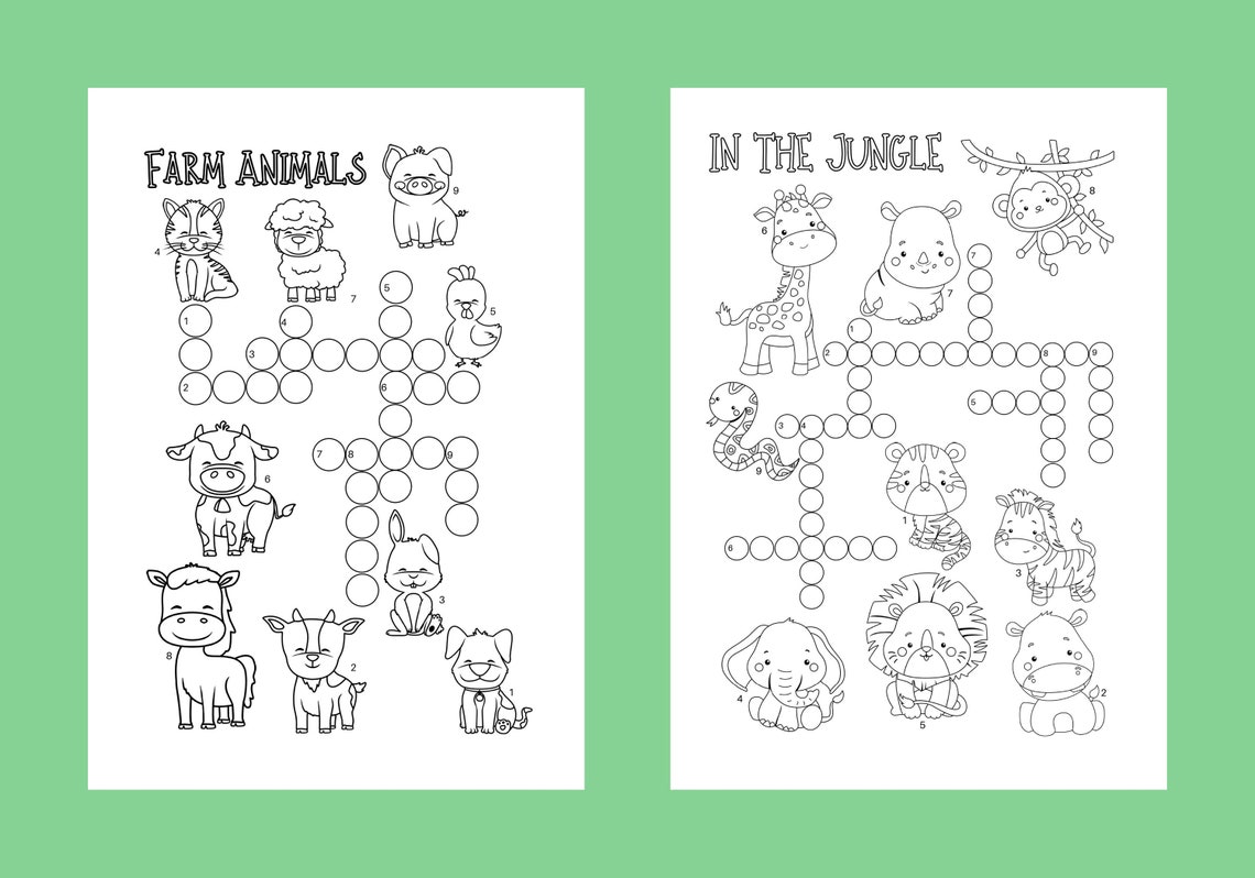 Printable Crossword Puzzles - Coloring - Worksheet - Activity for Kids ...