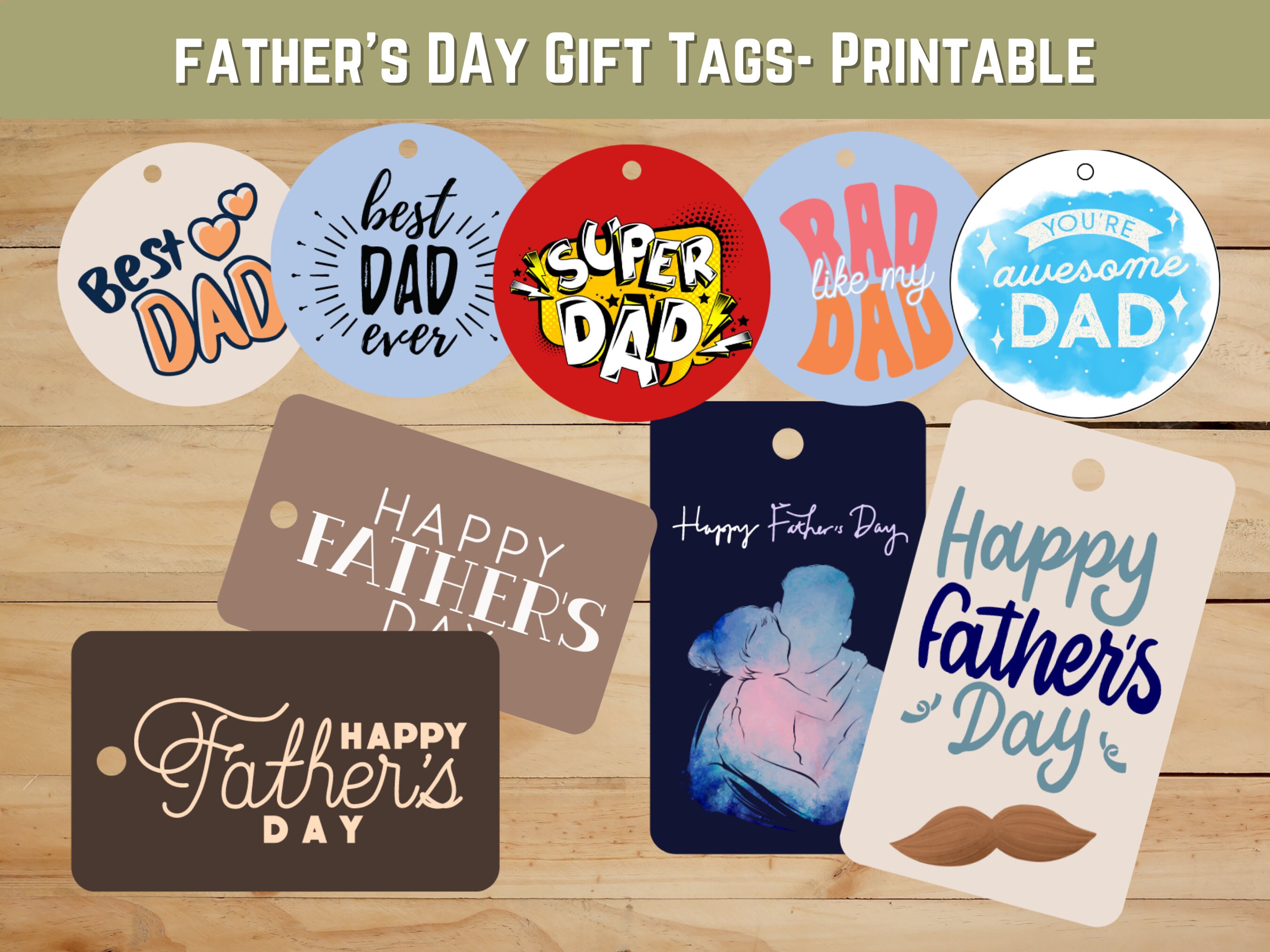 Father's Day Gift Tags for Dad Printable, Happy Fathers Day Tags ...