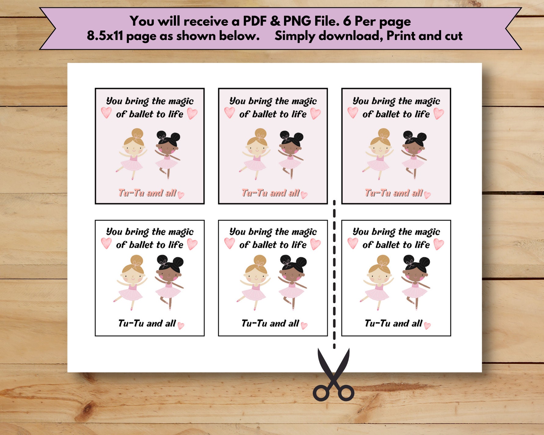 Ballet Teacher Tags, Ballerina Valentine, Dance Class Gift Tags, Dance ...