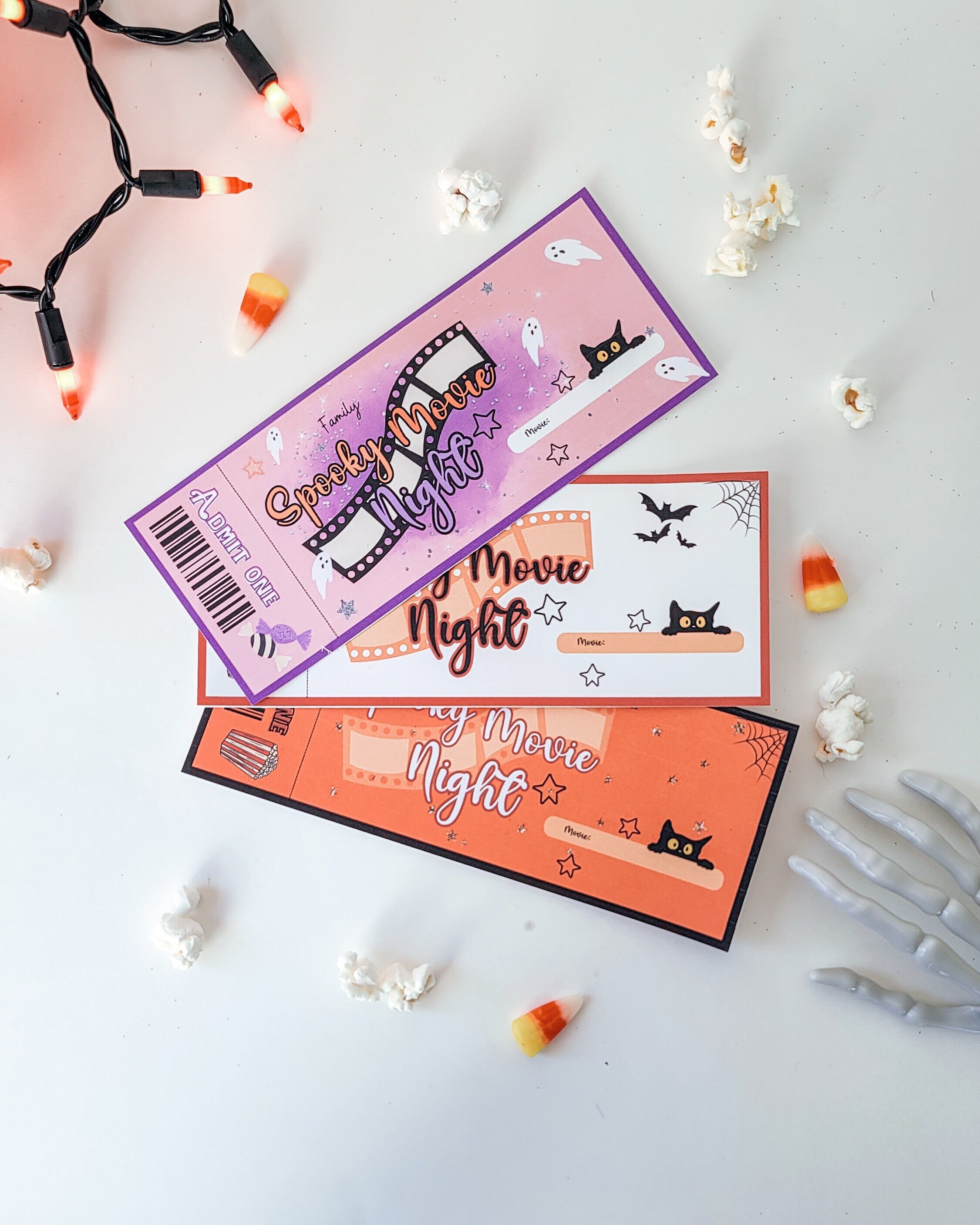 Spooky Movie Night Printable Tickets Halloween Movie Tickets - Etsy