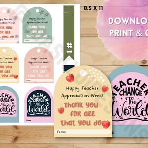Teacher Appreciation Week Printable Teacher Gift Tag Thank You Teacher ...