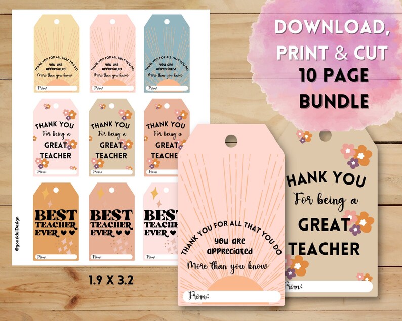 Teacher Appreciation Week Printable Teacher Gift Tag Thank You - Etsy