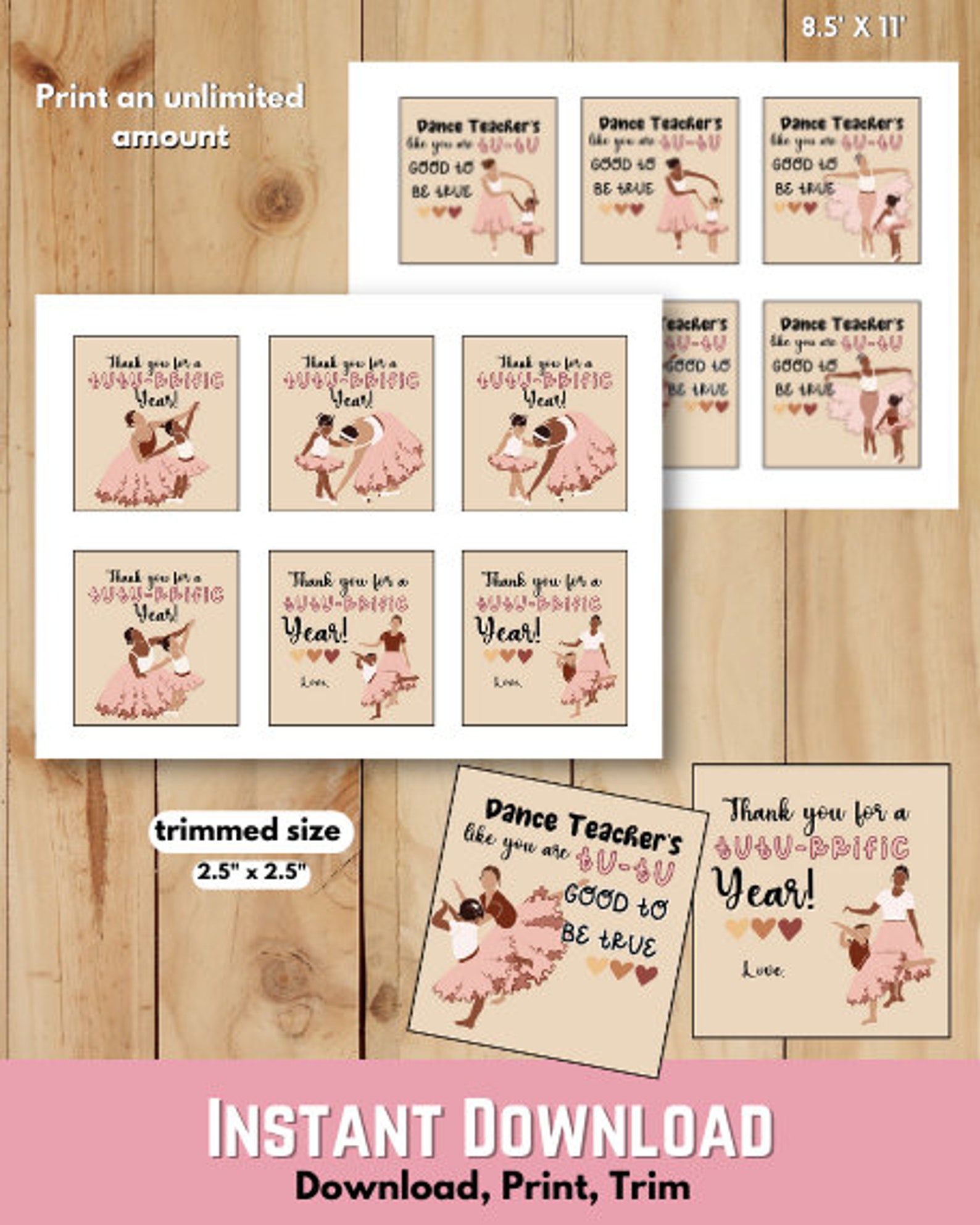 Dance Teacher Appreciation Tags, Ballet Teacher Appreciation Tags ...