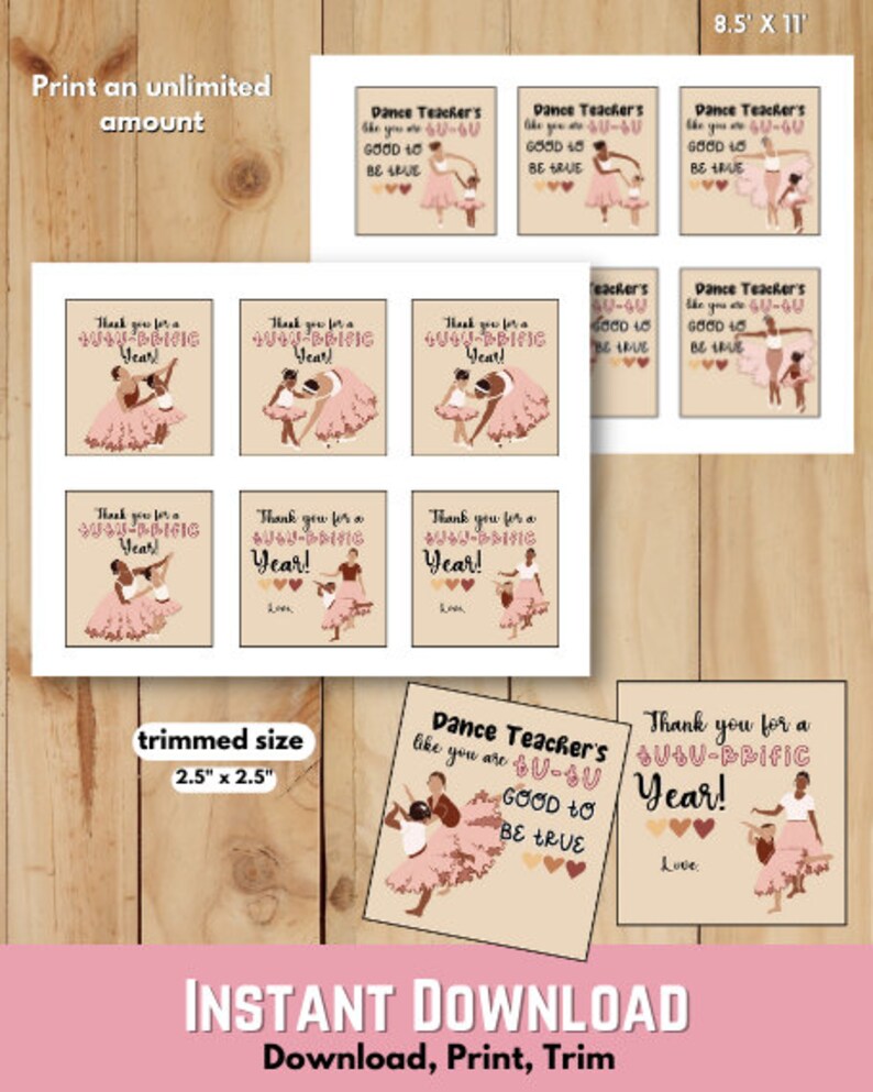 Dance Teacher Appreciation Tags, Ballet Teacher Appreciation Tags ...