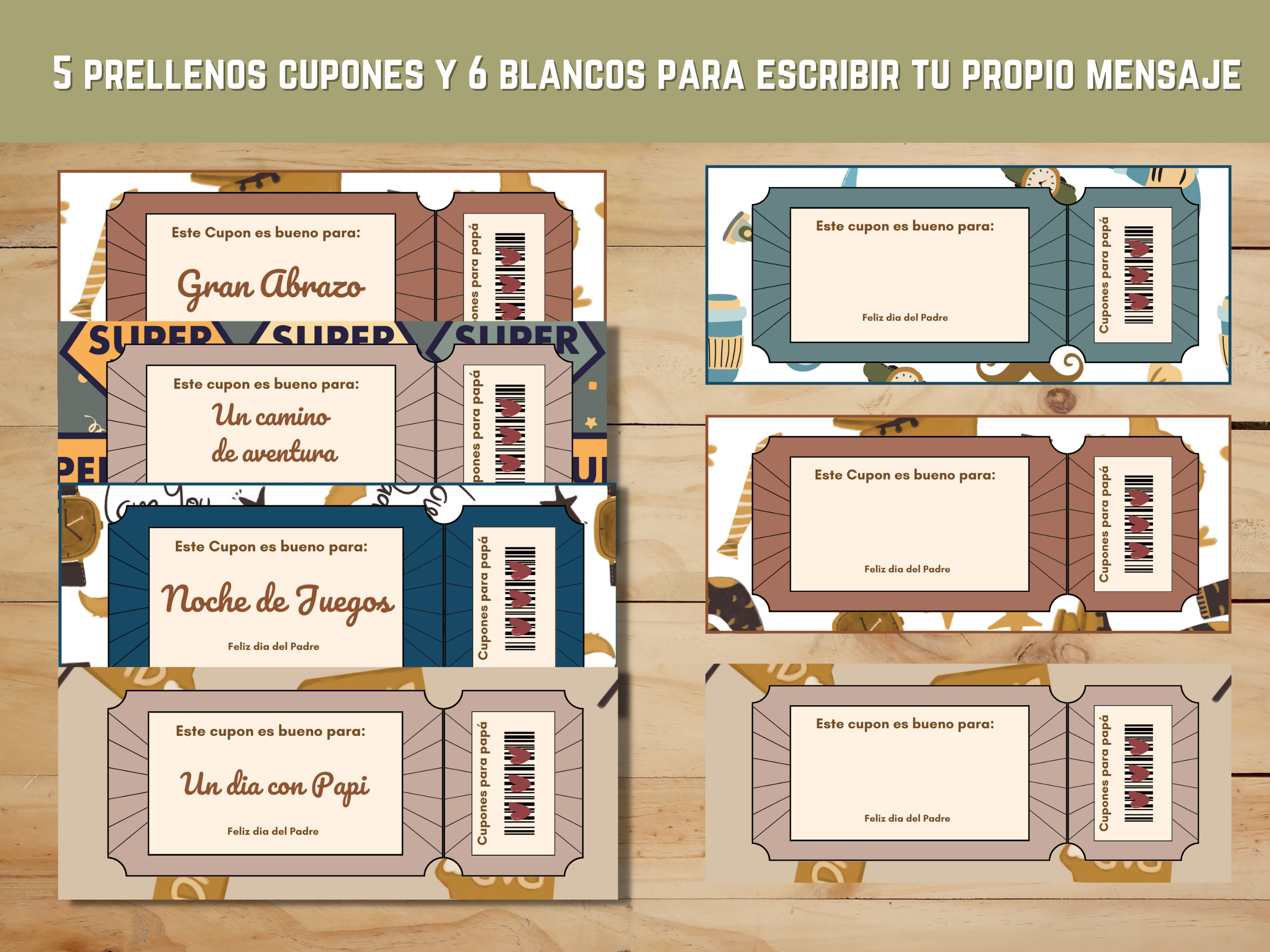 Libro De Cupones Para El Dia El Padre, Coupon Book for Dad in Spanish ...