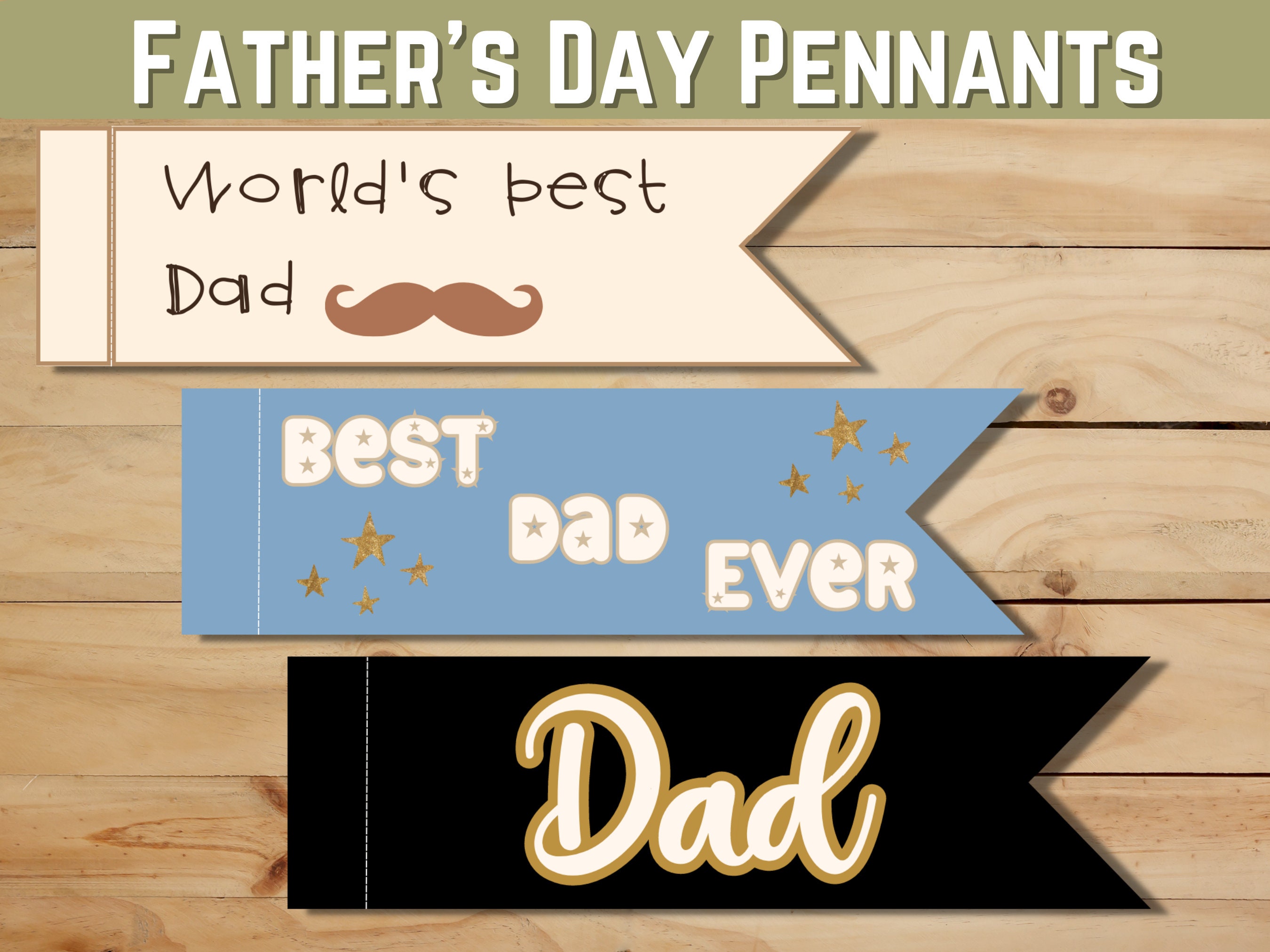 Father's Day Printable Pennants Flags, Gift for Dad, Best Dad Ever, Dad ...