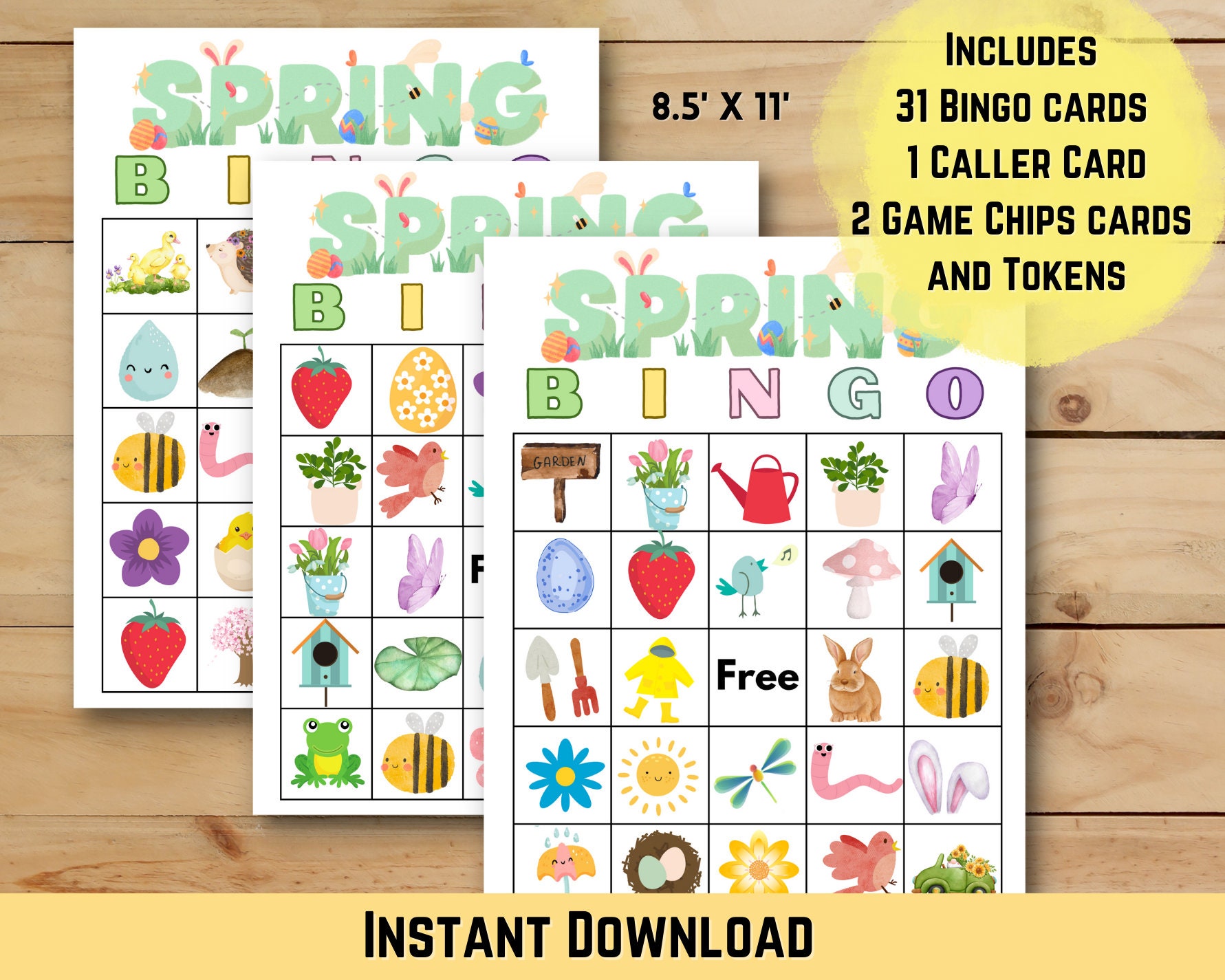 Spring BINGO Activities for Kids Printable BINGO Cards Kids BINGO Game ...